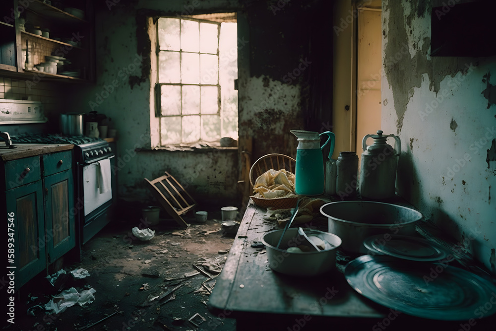 Compulsive Hoarding Syndrom - messy kitchen with pile of dirty dishes ...