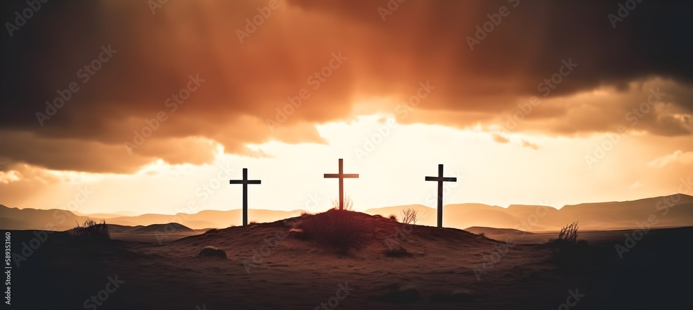 Crucifixion of Christ landscape. Golgotha. Faith Growth Stock ...