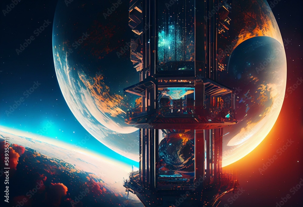 Epic Space Elevator: A Hyper-Detailed, Unreal Engine 5 Composition of ...