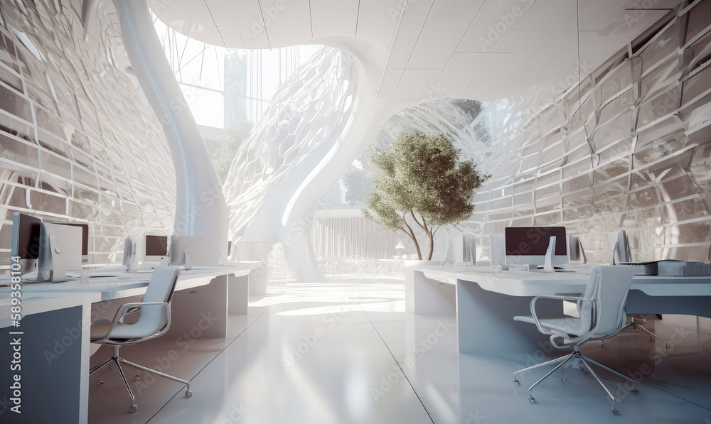 AI designed architectural modern office design - a creative workspace ...