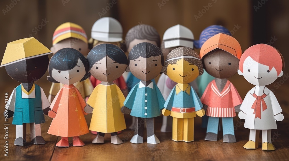 Multicultural Papercut Kids Celebrating Children's Day,people from all ...