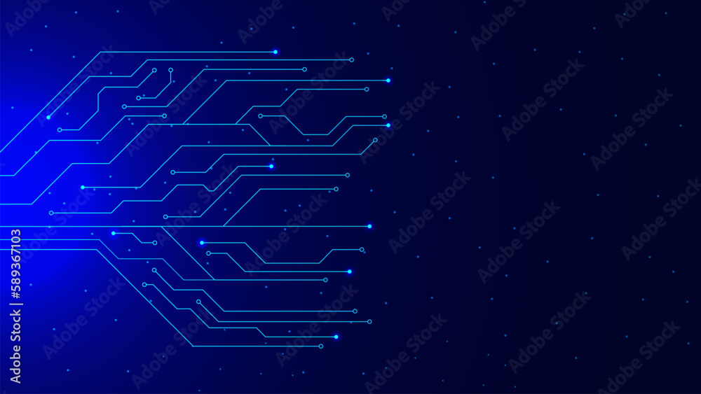 Digital technology circuit board concept backdrop. Scifi PCB trace data ...