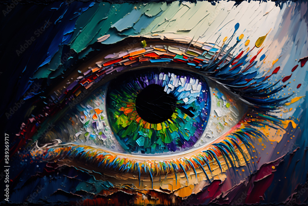 Conceptual abstract picture of the eye in a world of dreams and freedom ...