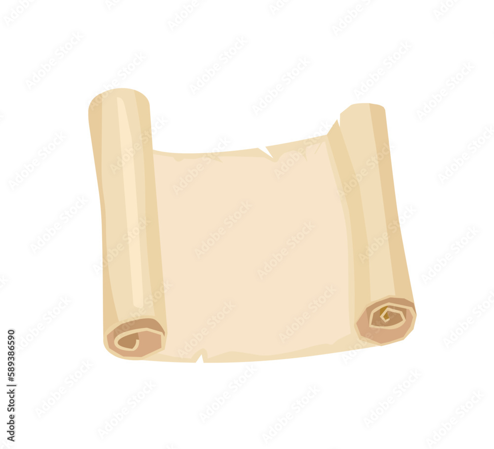 Cartoon old paper scroll. Open antique manuscript isolated Stock Vector ...