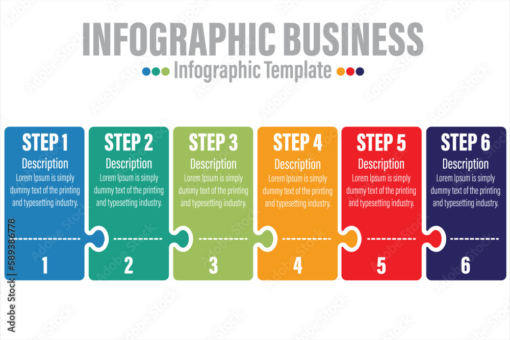 Vector Six 6 steps, Six 6 option puzzle box messenger style timeline ...