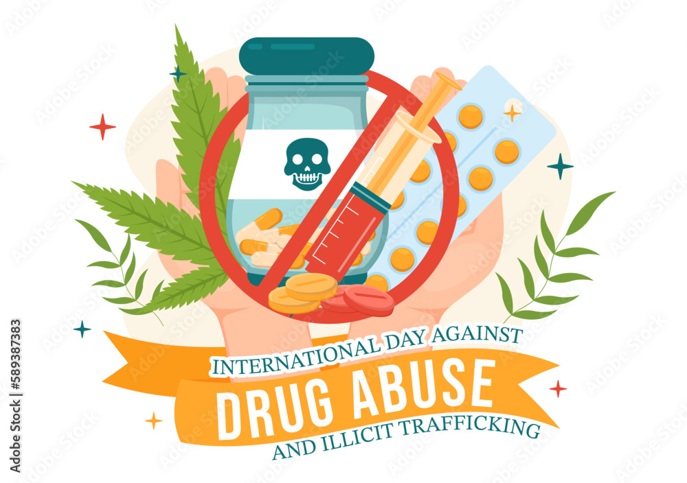 Vecteur Stock International Day Against Drug abuse and Illicit Trafficking illustration with ...