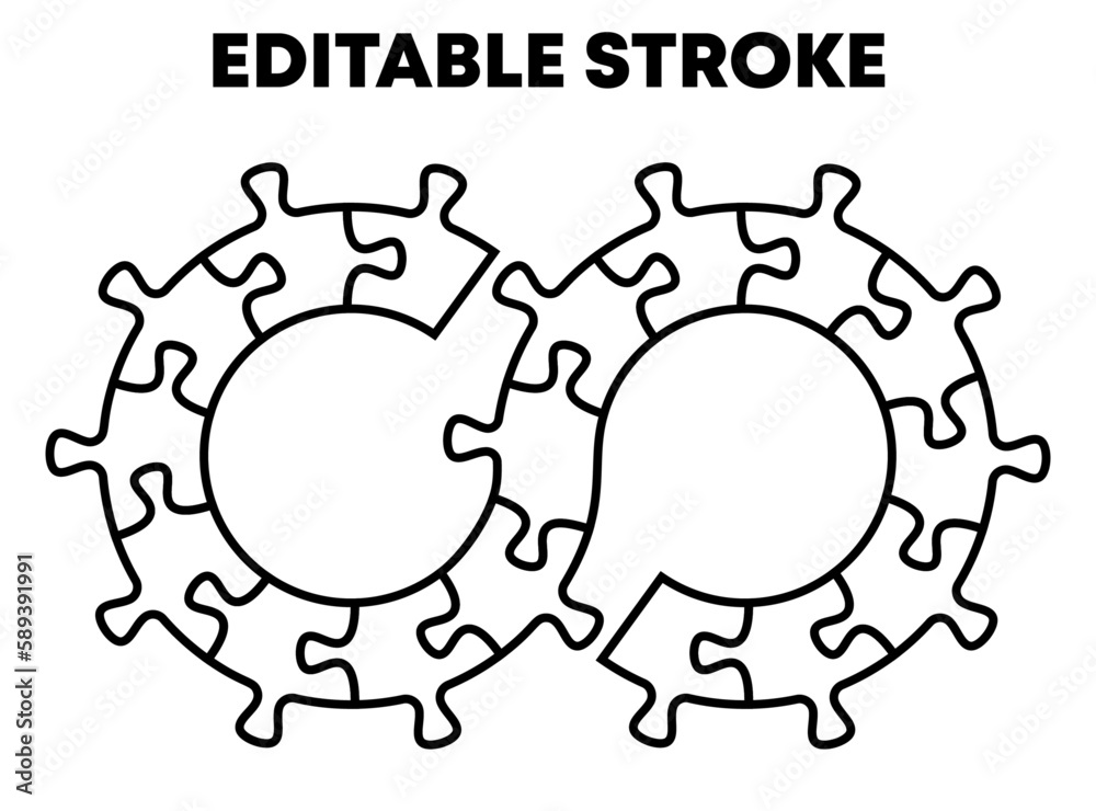 Puzzle infinity symbol editable stroke linear vector isolated on white ...