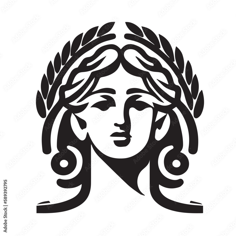 Ancient Greek Woman Head Logo Vector Illustration Of Female Face ancient-greek-woman-head-logo-vector-illustration-of-female-face