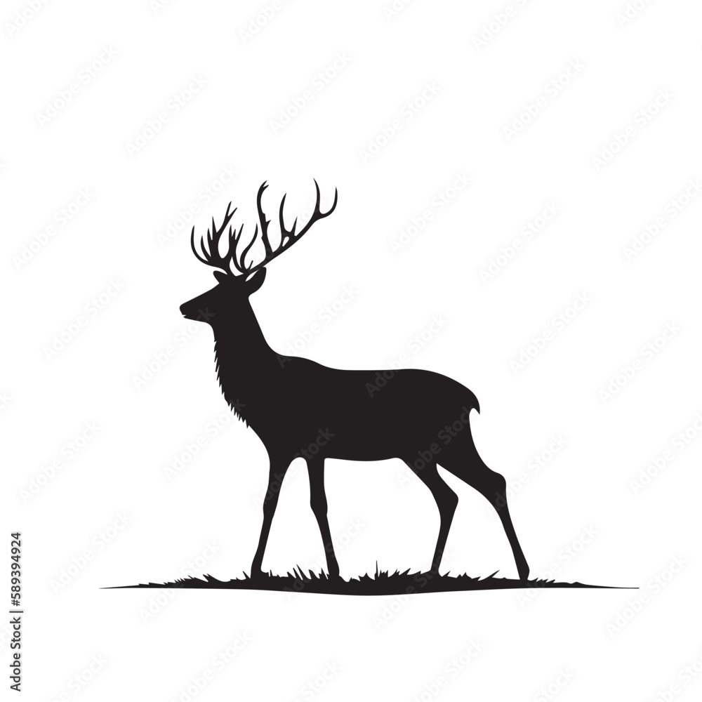 Deer vector image on a white background. Vector illustration silhouette ...