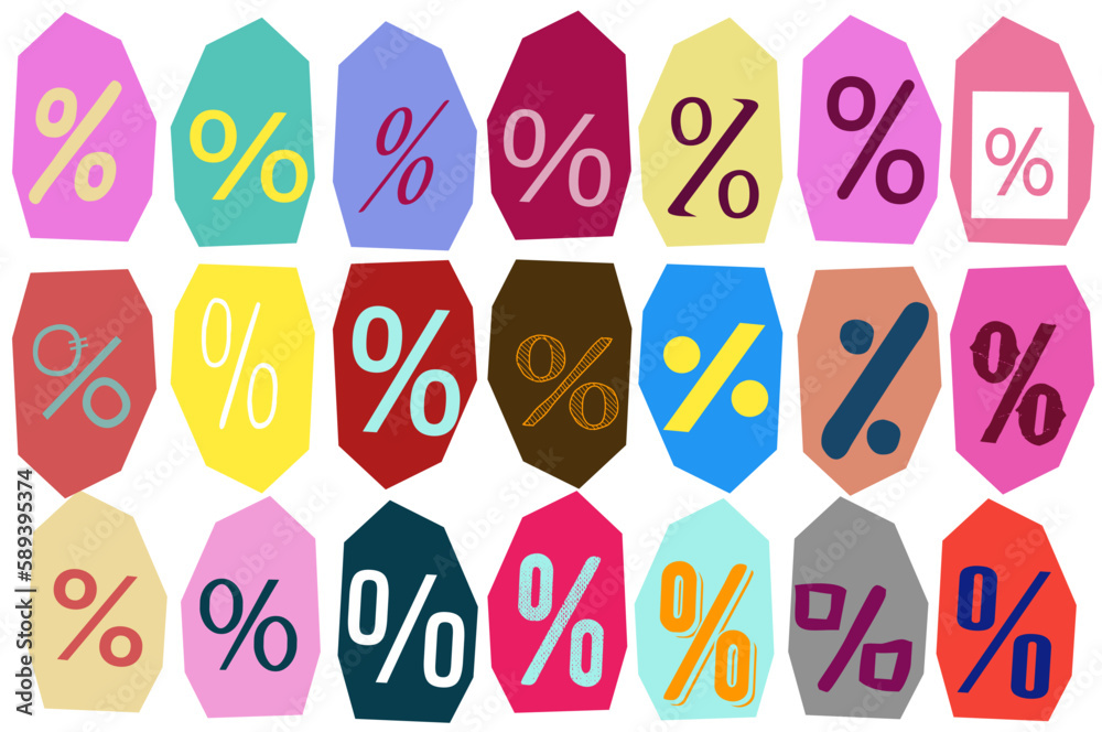 Percent sign- vector cut newspaper and magazine letters, paper style ...