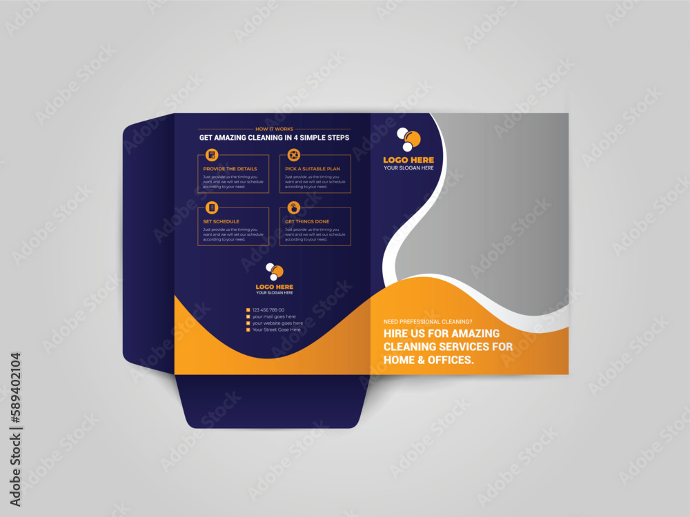 Cleaning Service Presentation folder template design, Folder design ...