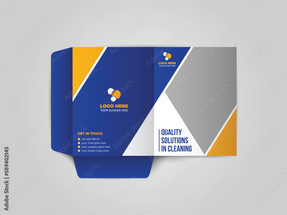 Cleaning Service Presentation folder template design, Folder design ...