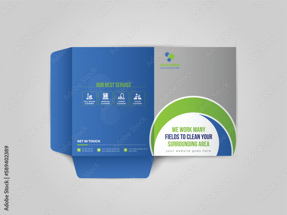 Cleaning Service Presentation folder template design, Folder design ...