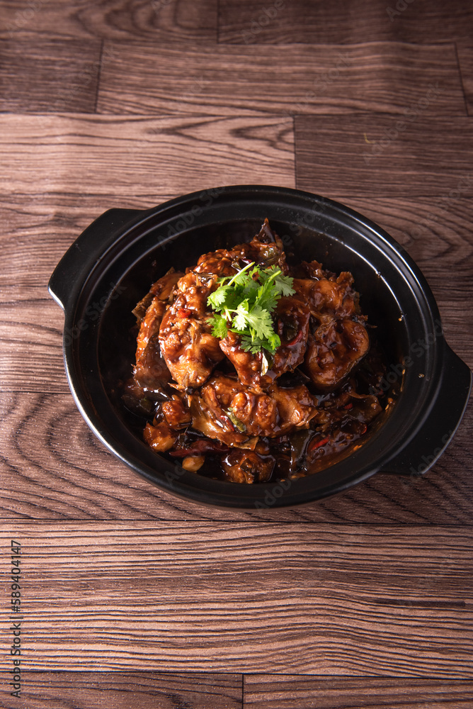 local cook live fresh catfish meat with spicy red dry chili asam sauce ...