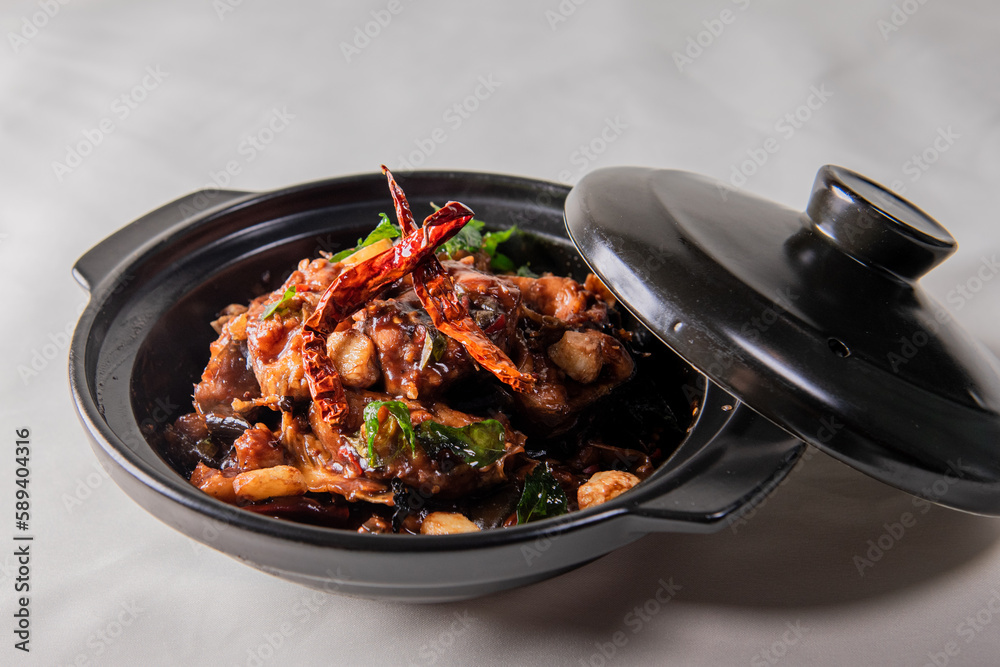 local cook live fresh catfish meat with spicy red dry chili asam sauce ...