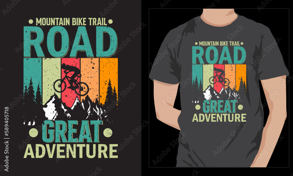 Mountain Bike trail road great adventure t-shirt typography, mountain ...