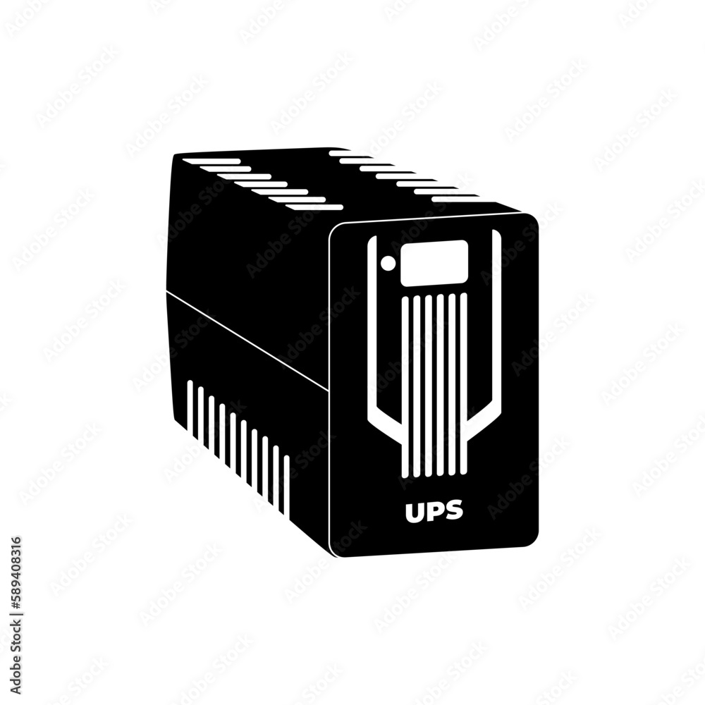 Computer UPS black icon vector illustration in trendy simple design ...