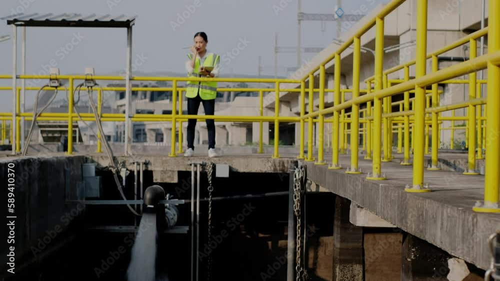 Wastewater treatment concept. Service engineer on waste water Treatment ...