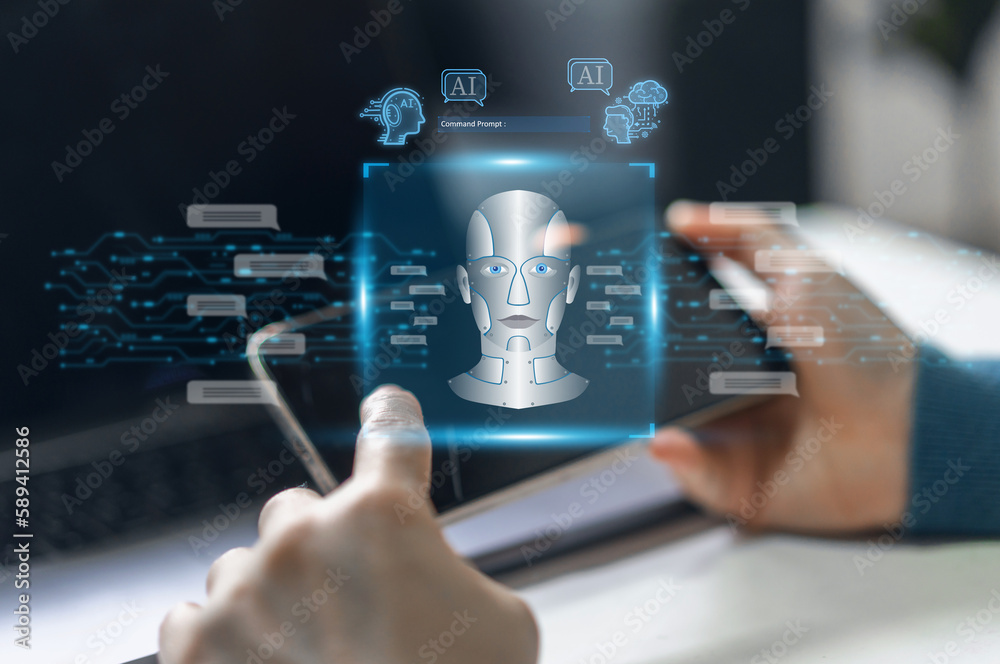 Foto de Business people use phone with digital technology future smart ...