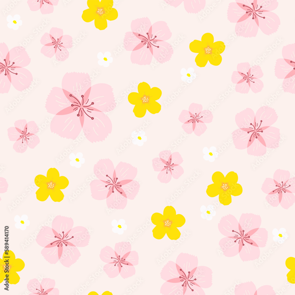Seamless Flower Vectors in Pastel Colors for Fashion, Wallpapers, Print ...