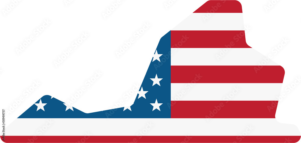 outline drawing of virginia state map on usa flag. Stock Illustration ...