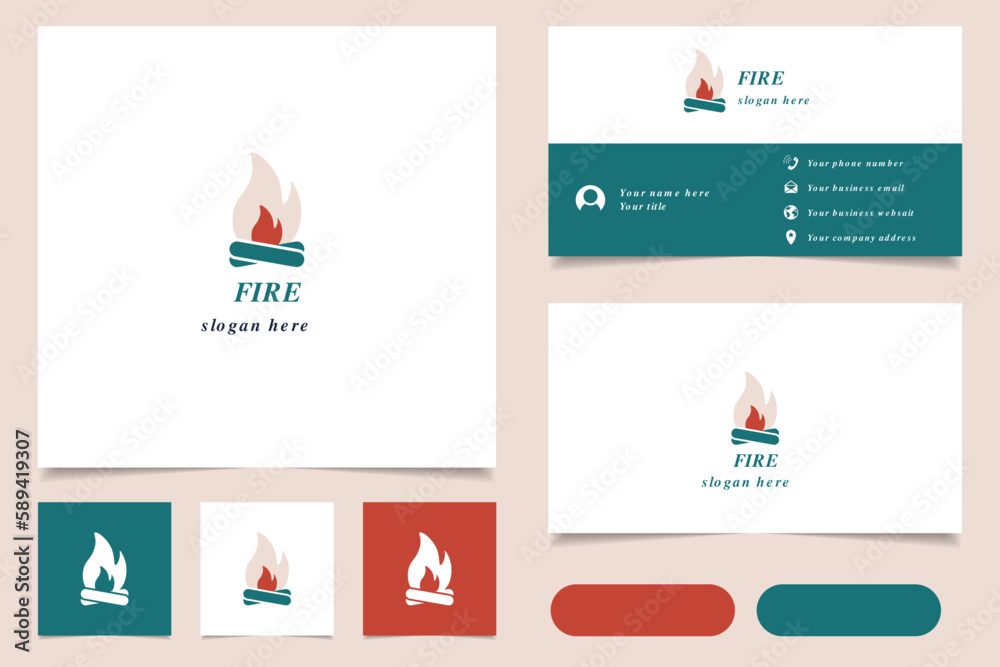 Fire logo design with editable slogan. Branding book and business card ...