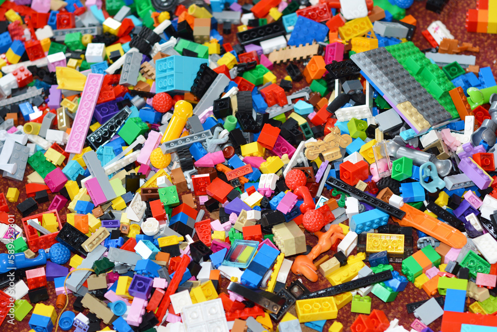 Texture of colored toy bricks lego background. Lego is a line of ...