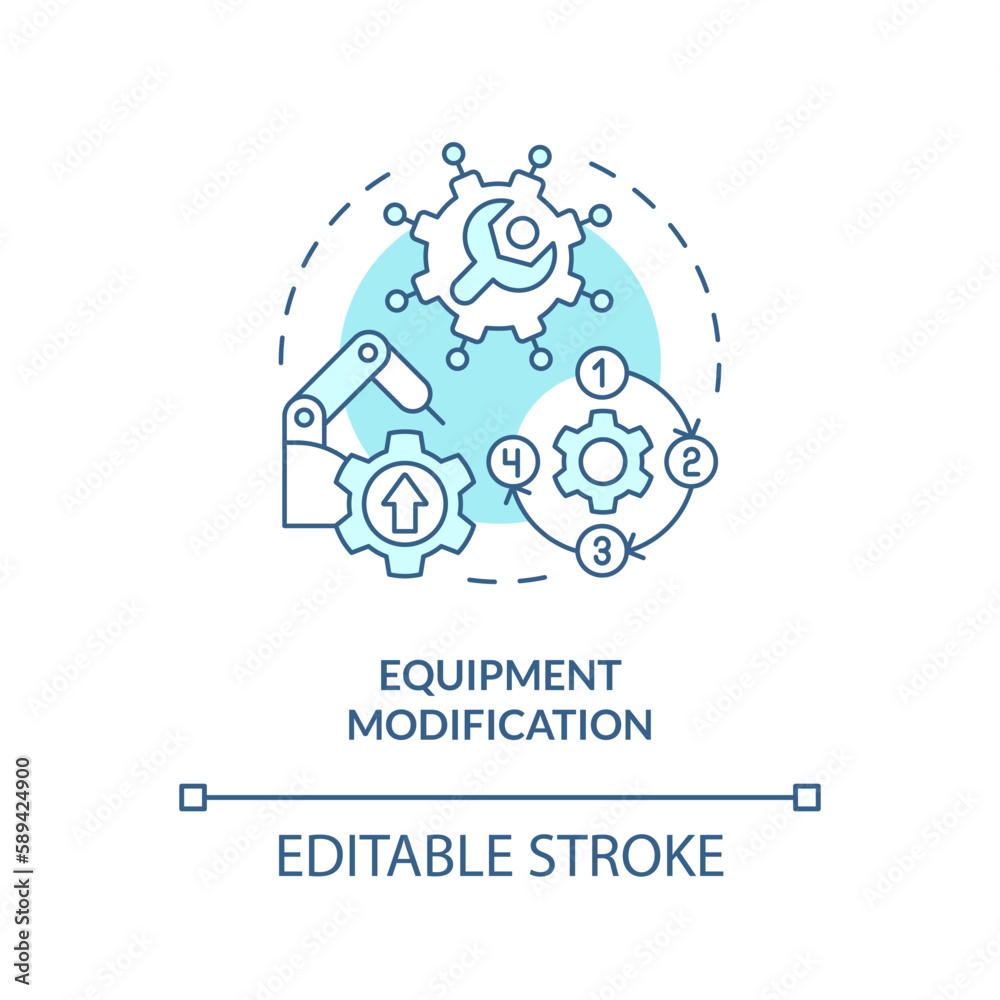 Equipment modification turquoise concept icon. Production process optimization abstract idea ...