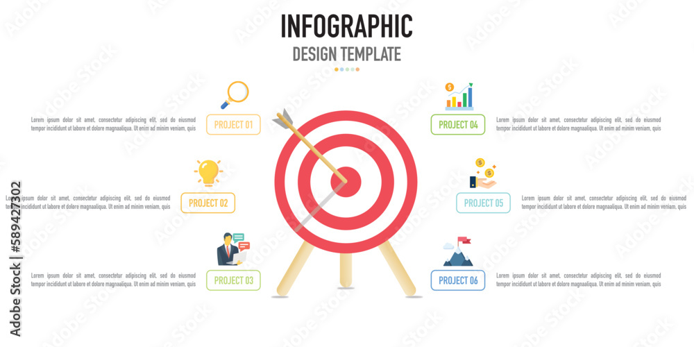 Infographic target business template or element as a vector including 6 ...