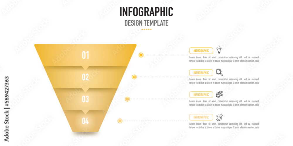 Pyramid or funnel infographic template or element as a vector including ...