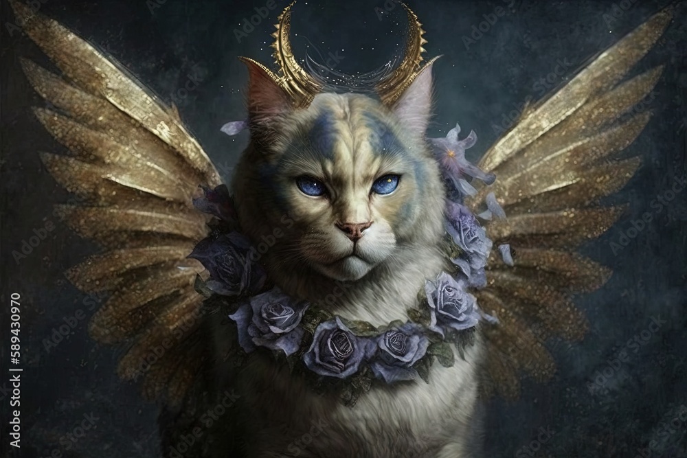 Morpheus as Cat Greek God illustration generative ai Stock Illustration ...