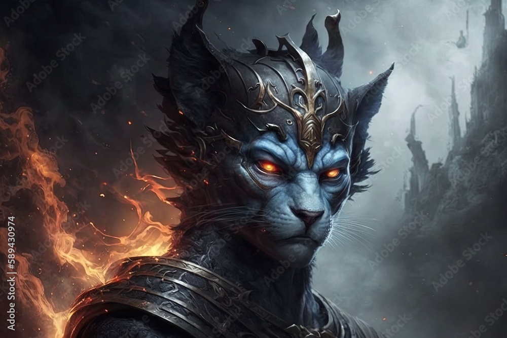 hades as Cat Greek God illustration generative ai Stock Illustration | Adobe Stock