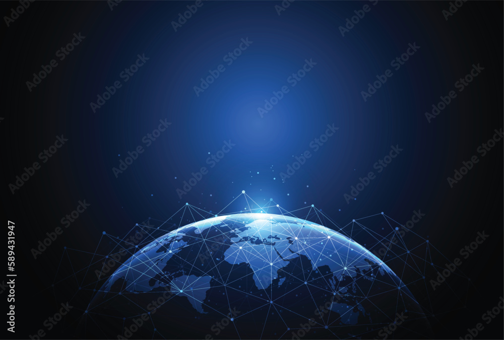 Global network connection. World map point and line composition concept ...