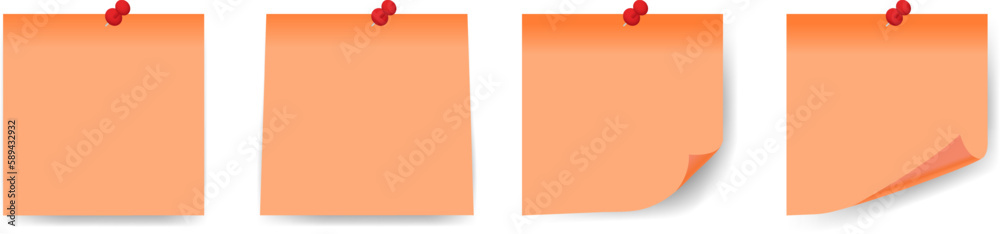 Set of realistic orange sticks. Isolated note collection with shadows ...