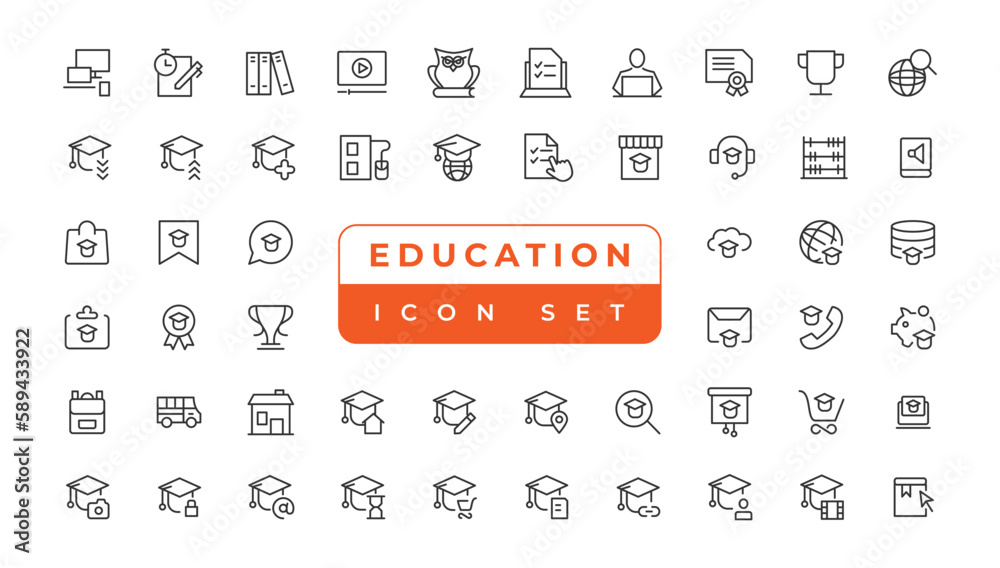 E-learning icon set. Online education icon set. Thin line icons set ... E-learning icon set. Online education icon set. Thin line icons set ...