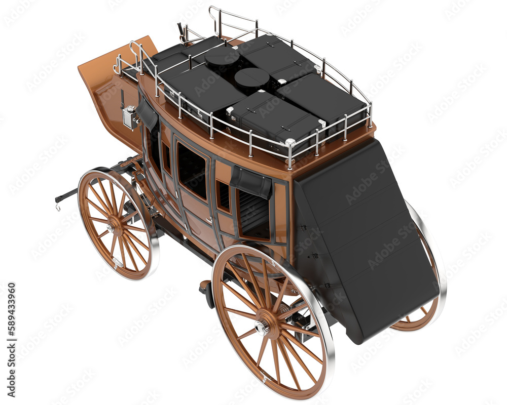 Stagecoach isolated on transparent background. 3d rendering ...