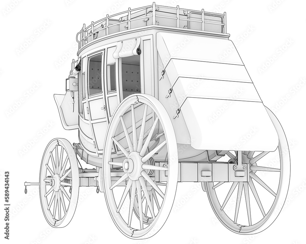 Stagecoach isolated on transparent background. 3d rendering ...