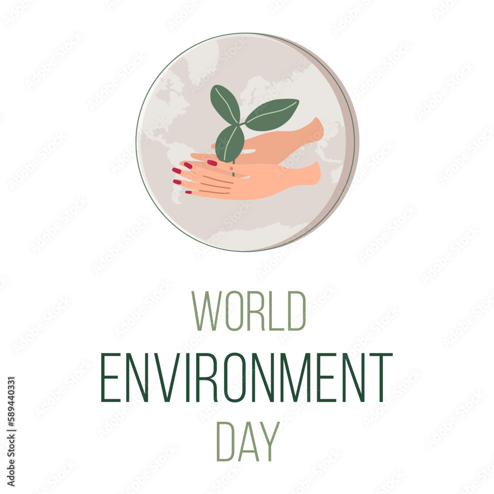 World Environment Day. Ecology concept background with hands holding ...