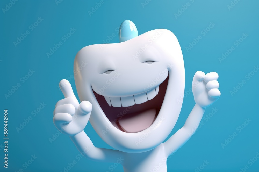 ภาพประกอบสต็อก Happy tooth character with thumbs up, a lighthearted ...