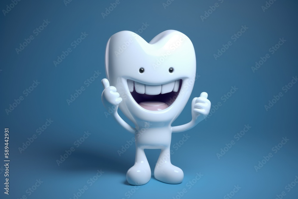 Happy tooth character with thumbs up, a lighthearted cartoon style ...