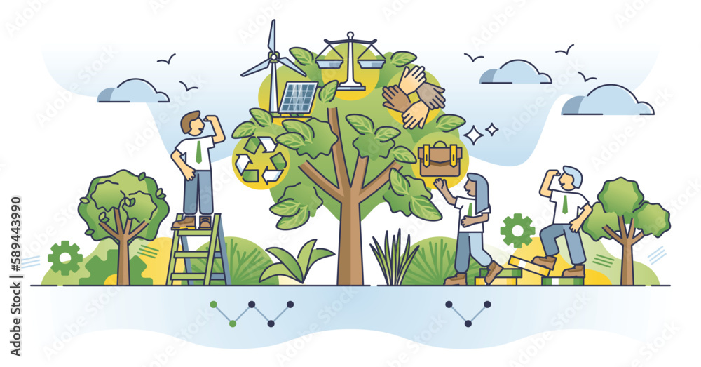 Sustainable investment and ESG environmental strategy outline concept ...