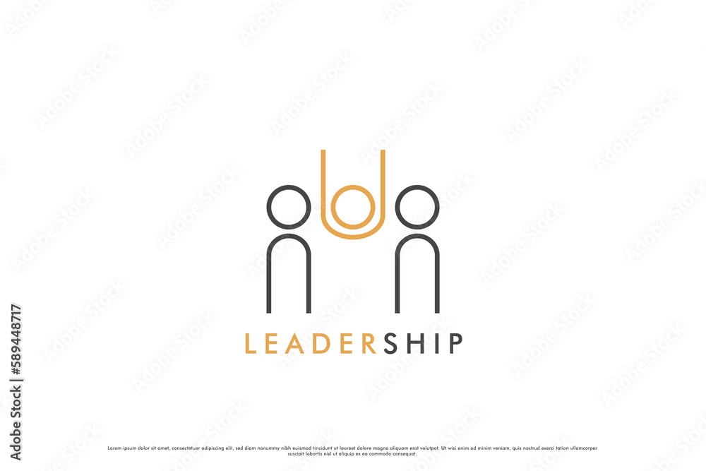 Teamwork leader logo design illustration. The design of the boss ...