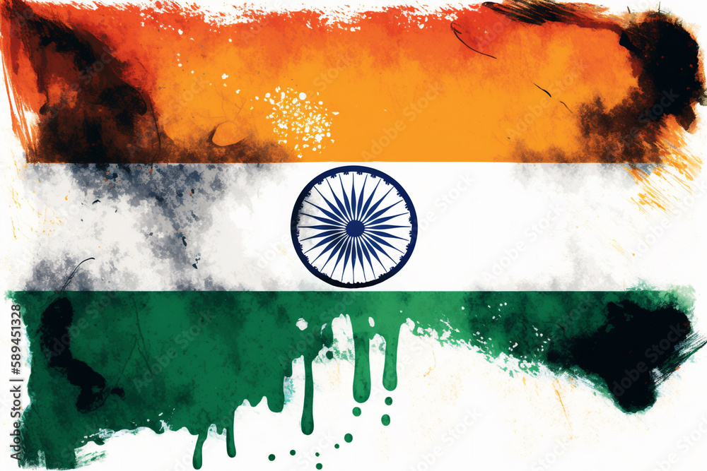 Abstract dramatic illustration of the Indian flag. Created with ...