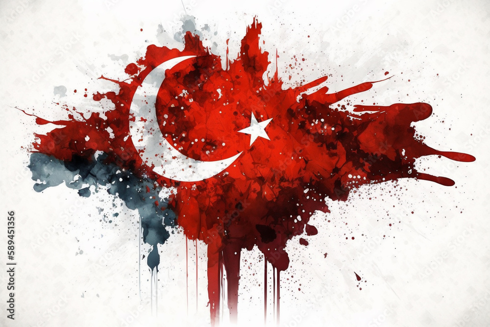 Abstract dramatic drawing of the flag of Turkey. Illustration created ...