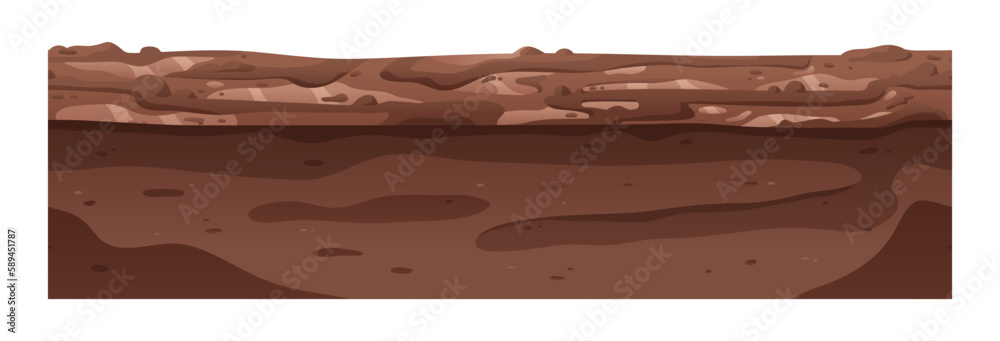 Soil, mud, underground layer cross-section. Fertile moisturized ground ...