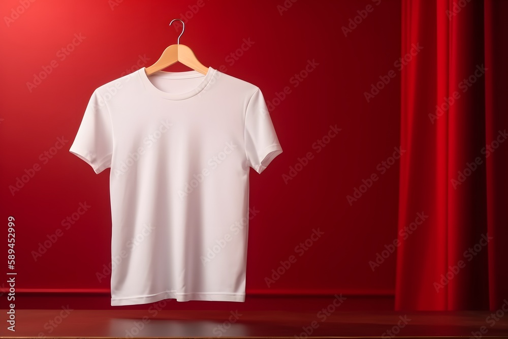 Classic product display with basic white t-shirt mockup in professional ...