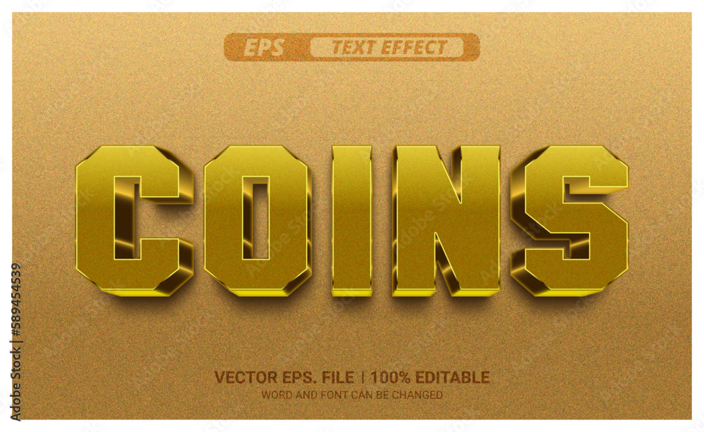 Coins gold text effect on glitter background Stock Vector | Adobe Stock