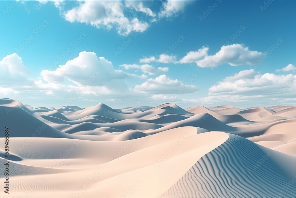 3d render, abstract simple panoramic background. Desert landscape with ...