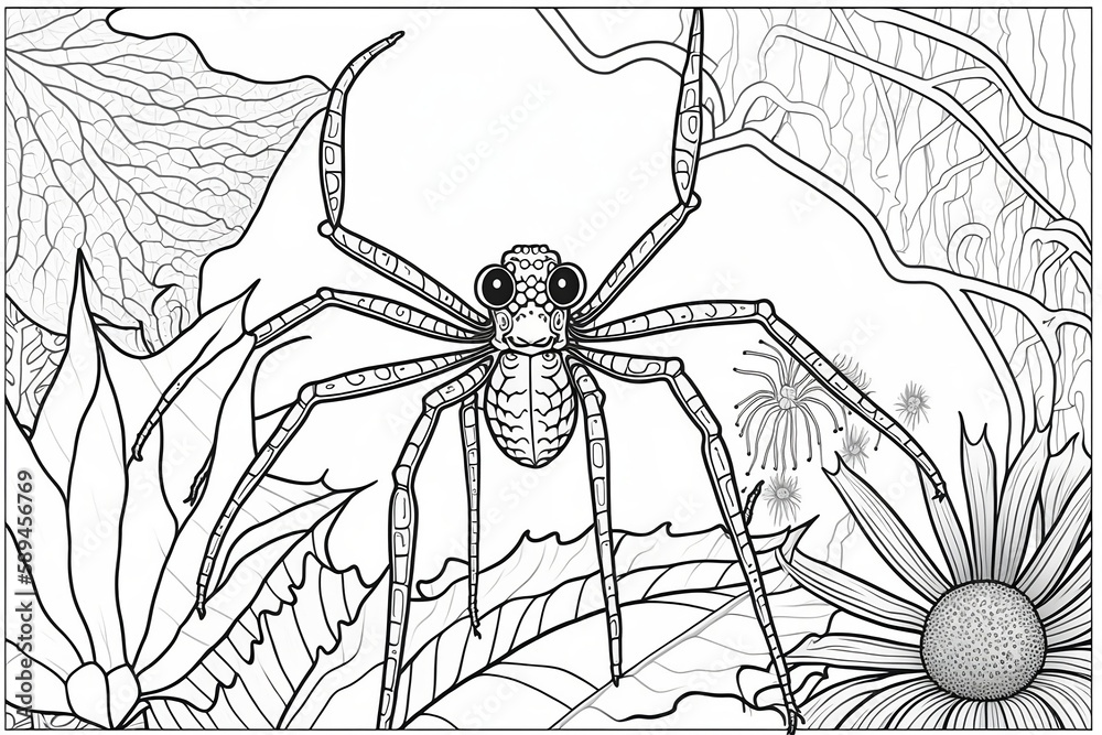 Spider Colouring Page for Adults and kids, Generative AI Stock ...