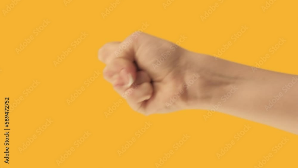Vertical video. Knock hand. Freedom rights. Rebellion movement. Female ...